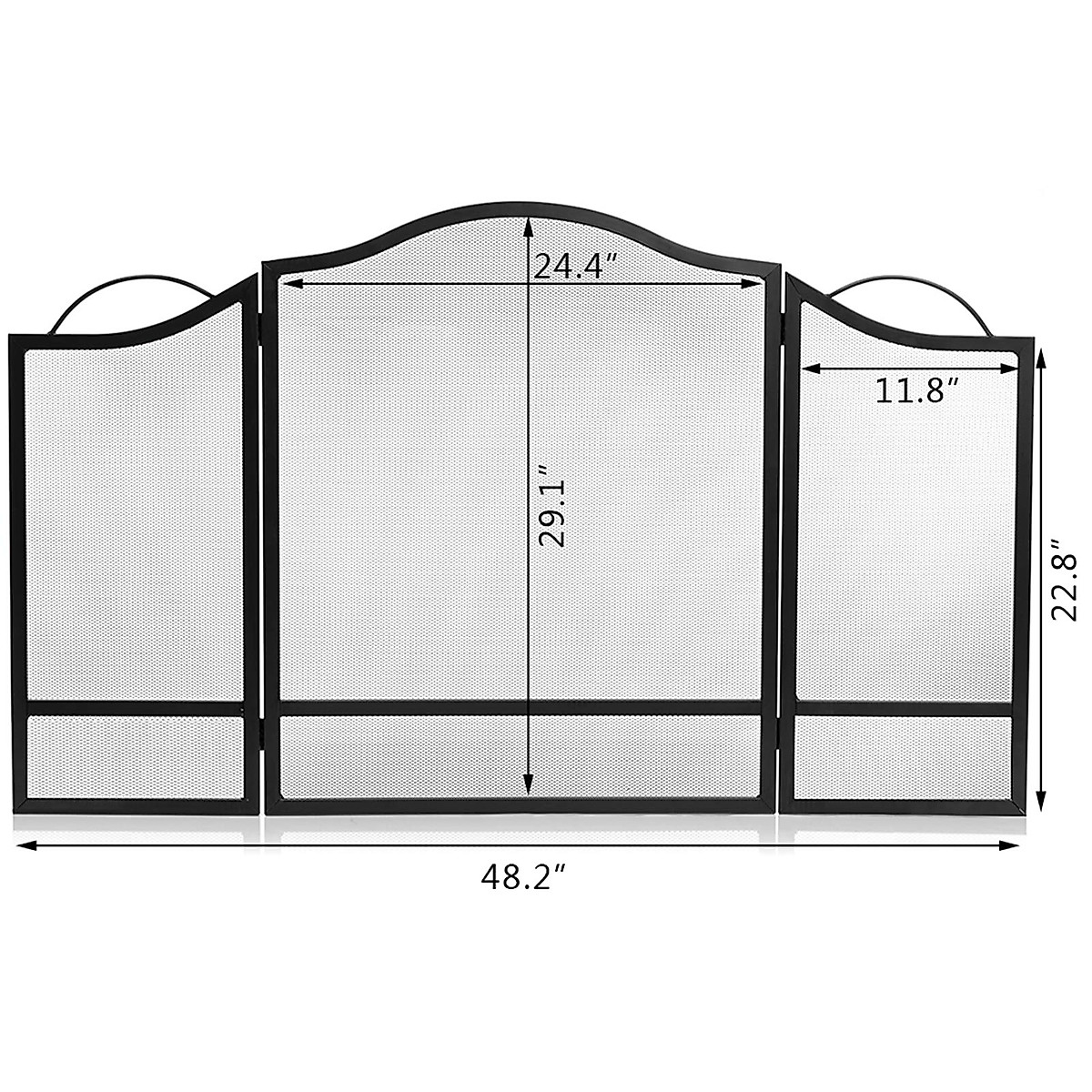 DOEWORKS 3 Panel Fireplace Screen Black Spark Guard Cover