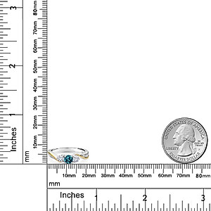 925 Silver and 10K Yellow Gold London Blue Topaz Moissanite from Charles & Colvard and Lab Grown Diamond 3 Stone Engagement Ring For Women (0.56 Cttw, November Birthstone, Size 9)