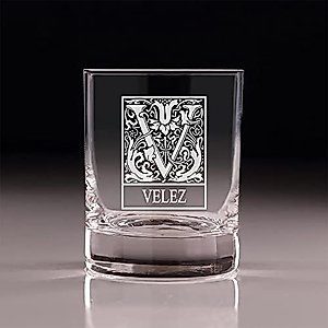 Irish Rose Gifts Velez Personalized Initial Double Old Fashioned Tumbler - Set of 4