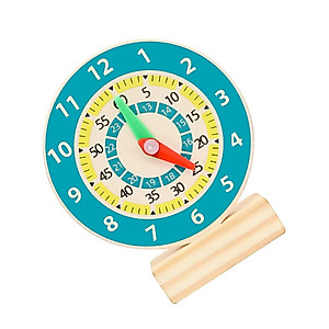 NUOBESTY Wood Number Learning Clock Montessori Teaching Time Clock Toys Early Education Math Wooden Teaching Clock for Classroom Early Learning