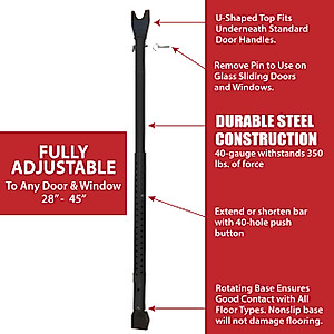 Product Trend Door Security Bar, 2-Sets Adjustable-Length Portable Door Bar for Hinged and Sliding Doors, Home Safety and Travel Security, Extends 28 Inches to 45 Inches, Grey