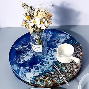 RESINWORLD 14" Round x 2" Deep XL Large Tray Mold, Shiny Silicone Tray Board Table Clock Mold for Epoxy Resin Casting, Floral Preservation Bouquet Resin Mold Home Decor