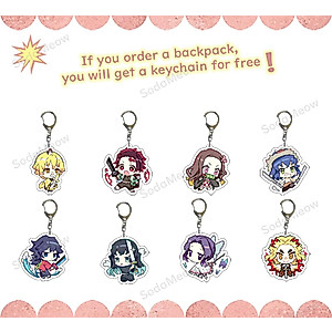 SodaMeow Anime Demon Backpack Nezuko Slayer Bag Kimetsu no Yaiba Backpack Casual with USB Charging Port, Free Keychain (Yellow-Zenitsu-D)