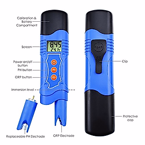 Gain Express 3-in-1 ORP PH Temperature Combo Meter Tester, Pen Type ATC -1999~1999mV 0.00-14.00pH 0~50°C, Water Quality Aquarium, Tank, Swimming Pool, Lab, Spa