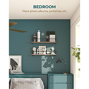 OROPY Spice Rack Wall Mounted, Rustic Wood Hanging Spice Rack over the Stove, Kitchen Wall Spice Rack, 2 Pack