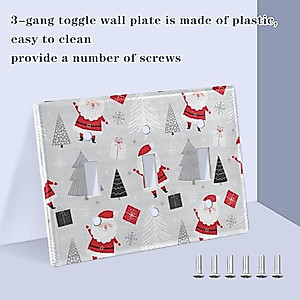 FJDENG Christmas Santa Claus Light Switch Cover,PC Decorative Double Toggle Switch Plate Covers Standard Size 1 Gang,4.56 x4.48 Inch