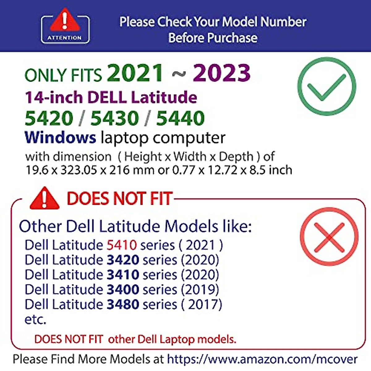 mCover Case Compatible ONLY for 2021～2023 14" Dell Latitude 5420 5430 5440 Windows Notebook Computer (NOT Fitting Any Other Dell Models) - Purple
