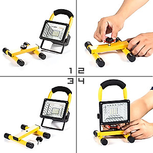 OEUUDD Work Light, 4000LM 3 Brightness Modes LED Work Lights, IPX5 Waterproof Flood Lights, 6000K Daylight Portable Work Lights with Stand Perfect for Workshop, Construction Site, Job Site