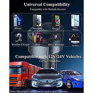 [4IN1&QC3.0] Cigarette Lighter Splitter Adapter, Car USB Charger Adapter Multi Port [with QC3.0/Type-C/3.1A], 12V-24V Car Adapter Compatible with iPhone 14/13/12/11/XS/XR/8/7,iPad,Samsung,Dash Cam etc