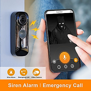 TOUCAN 1080P Wireless Video Doorbell with Wireless Chime, 2-Way Audio, Motion Detection, Night Vision, 180-Degree Ultra Wide Angle Lens, Compatible with Alexa & Google Home, No Subscription Required