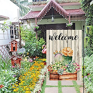 YaoChong Welcome Succulent Garden Flag Verticle Double Sided,Spring Summer Autumn Seasonal Gift Yard Farmhouse Holiday Decorations 12.5 x 18 inch