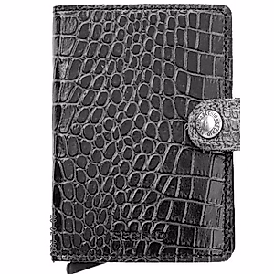 Secrid mini wallet leather amazon black, Very Slim Credit Card Wallet / with RFID protection, with one click all cards slide out gradually