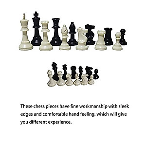 BOYISUNG Tournament Chess Set Weighted Staunton Pieces and 20"x20"in Vinyl Foldable Board Easy for Packing and Traveling Classic Plastic Black Board Long Canvas Bag Ａ4