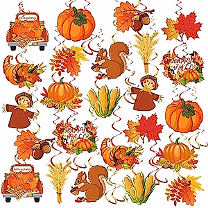 54 PCS Fall Party Hanging Decorations Fall Hanging Swirls Autumn Foil Swirls Spirals Autumn Harvest Ceiling Streamers for Happy Fall Party Supplies Thanksgiving Baby Shower Birthday