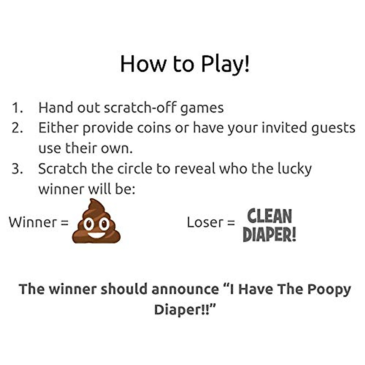 What's In My Diaper Baby Shower Scratch Off Game | 24 Cards - 1 Winner | Baby Shower Games | Baby Shower Prizes | Door Prizes | Baby Shower Decorations Neutral | Diaper Party | Dirty Diaper Game