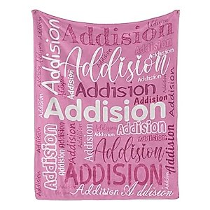Custom Name Blanket for Kids Adults Personalized Blanket with Name Flannel Blanket Customized Name Blanket for Birthday Valentines Christmas Day (40x50, Pink)