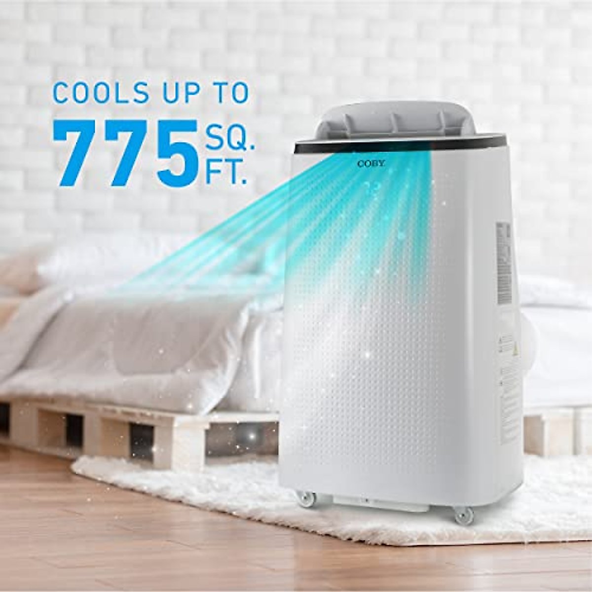 COBY Portable Air Conditioner 3-in-1 AC Unit, Dehumidifier & Fan, Air Conditioner 15,000 BTU Portable AC Unit with Remote Control for Rooms up to 775 Sq. Ft, 24-Hour Timer, & Installation Kit