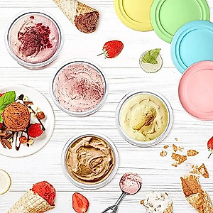 EVANEM 2/4/6PCS Creami Deluxe Pints, for Creami Ninja Ice Cream Deluxe,16 OZ Pint Frozen Dessert Containers Airtight,Reusable Compatible NC301 NC300 NC299AMZ Series Ice Cream Maker,Gray+Green-2PCS