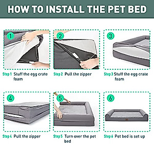 Eterish Extra Large Orthopedic Dog Bed for Medium, Large, Extra Large Dogs up to 100 lbs, 4 inches Thick Egg-Crate Foam Bolster Dog Sofa Couch Bed with Removable Cover, Pet Bed Machine Washable, Grey