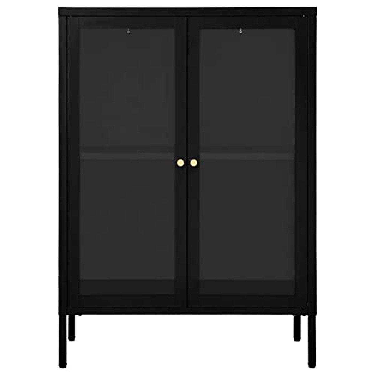 vidaXL Sideboard Black 29.5"x13.8"x41.3" Steel and Glass