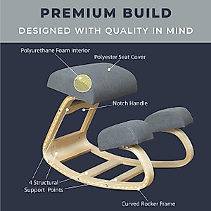 RRI Goods Kneeling Desk Chair, Sturdy Ergonomic Kneeling Chair for Office and Students, Rocking Motion for Natural Movement