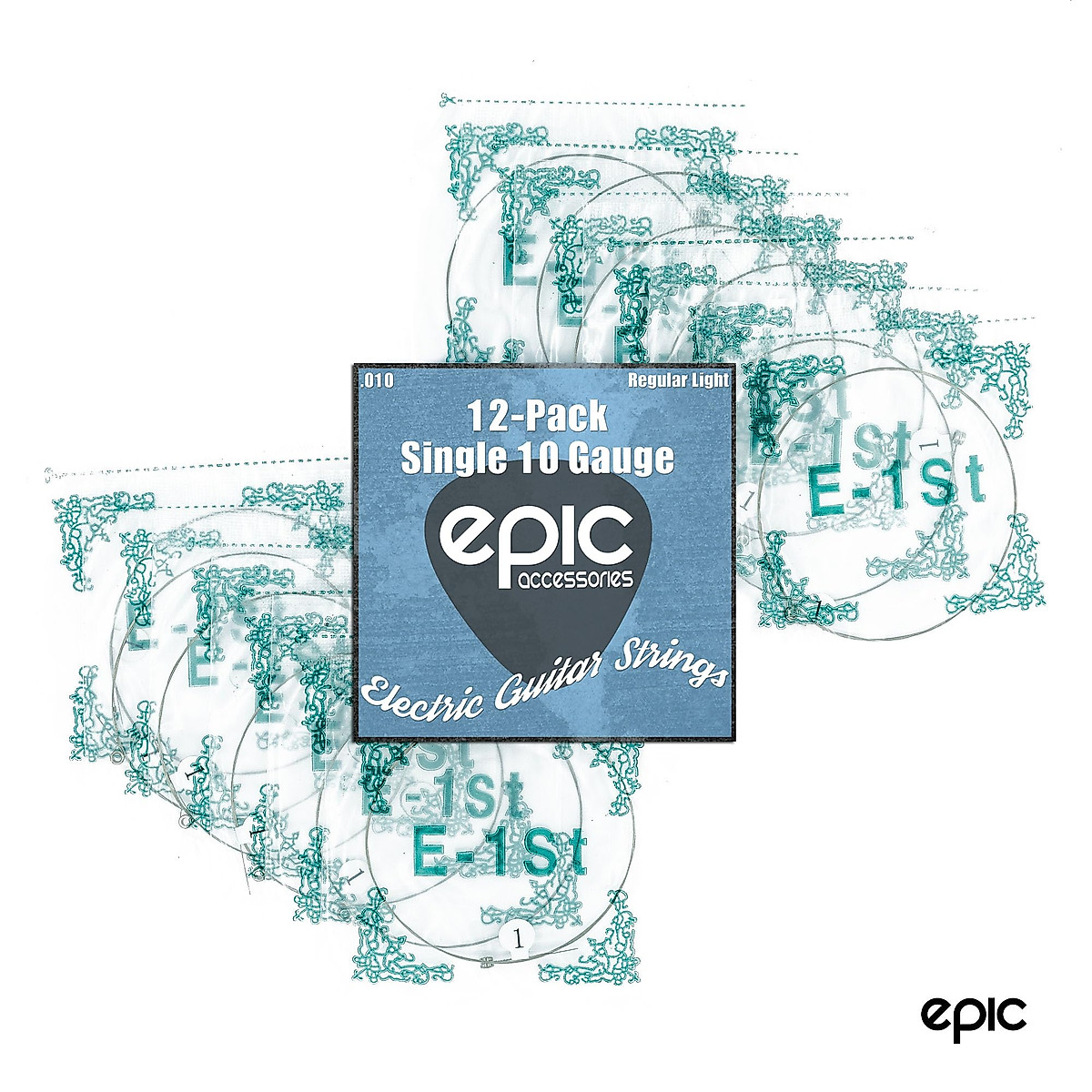 12-Pack .010 Gauge High E String Single Electric Guitar Strings Individually Wrapped 10 Gauge Pack of 12