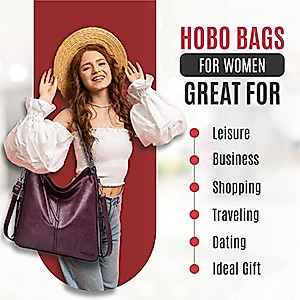 Ladies Designer Hand Bag Shoulder Tote Zipper Purse Colombian PU Leather Satchel Crossbody Bag, Hobo Bags for Women (Black)