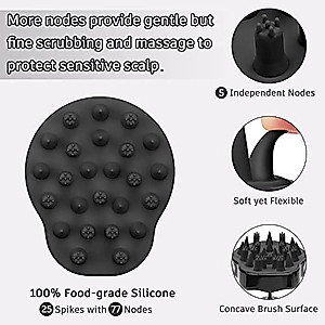 FREATECH Updated Hair Scalp Massager Shampoo Brush with 2 Types of Silicone Bristles, Finely Clean and Scrub Gently, Care for Sensitive & Delicate Scalp, Exfoliate and Stimulate Hair Growth, Black