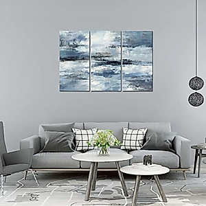 Blue and Grey Wall Art-Abstract Picture 3 Piece Canvas Print Wall Painting Modern Artwork Canvas Wall Art for Living Room Home Office Décor