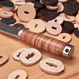 6" Inches Cowhide Leather Handle Washers for Knives and Other Tools - Oval - 1.56 x 1.25 x 0.2 Inches - High Griping - Durable Surfaces