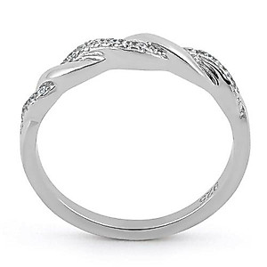 Sterling Silver 925 Twisted Ring With CZ stones, Braided Ring, Elegant Infinity Women Ring (8)