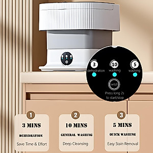 Portable Travel Washing Machine, 10L Portable Mini Washer Machine, Foldable Underwear Washing Machine with Spin Dryer, Small Portable Washer and Dryer Combo for Apartments, Camping, Travel.