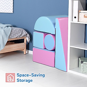 JOYMOR Soft Foam Climbing Blocks 5-Pieces Set, Climb and Crawl Foam Blocks, Beginner Toddler Climber Set with Slide & Ramp, Indoor Active Play Structures for Baby and Toddlers Age 1-3