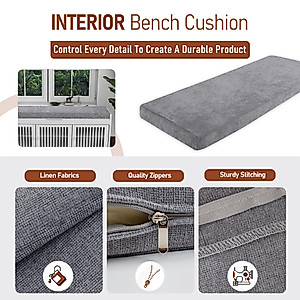 Focuprodu Bench Cushion 36 inch, Patio Furniture Cushions, Personalized custom non-slip durable window cushions chair cushions. (36x14x2.5, Light Gray)