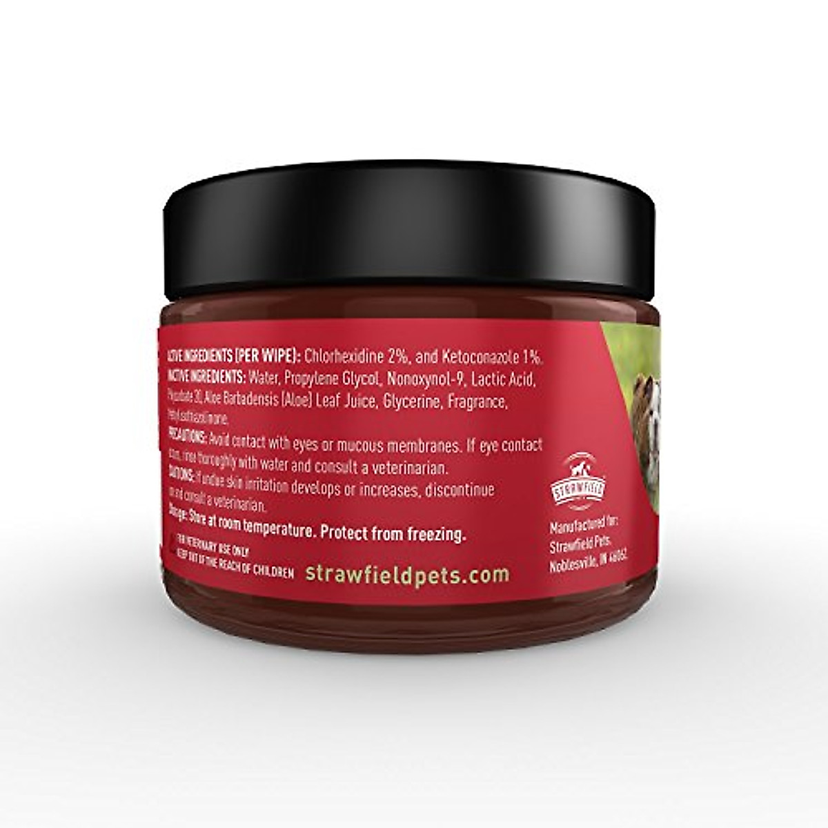 Strawfield Pets Cat & Dog Cleaning Wipes for Paws, Butt, Face, Ear & Body | Antibacterial & Antifungal Chlorhexidine Wipes for Yeast Infection Treatment, Hot Spot, Ringworm, Bacteria & Fungus