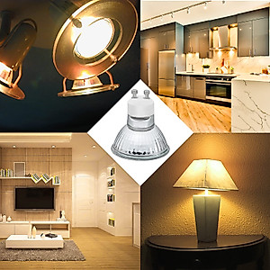 YBEK GU10 Halogen Bulbs 50W 120V MR16 for Track,Recessed,Accent Lighting,Ceiling Light,Range Hood, Dimmable Warm White, Pack of 4