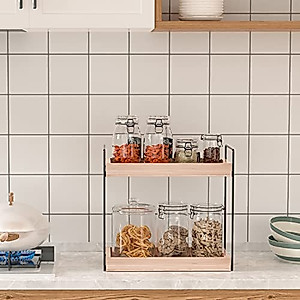 Upgraded - 10" Lazy Susan Turntable Organizer, Acacia Wood Lazy Susan Organizer for Cabinet, 360° Rotating Kitchen Turntable Storage Food Bin Container for Spices, Fridge, Pantry, Countertop…