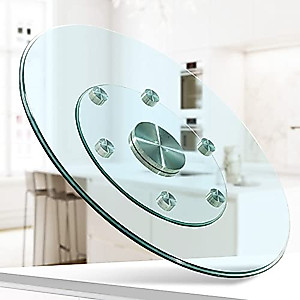 CIMOO Tempered Glass Lazy Susan Turntable Dining Table Transparent Round Turntable Tabletop Rotating Serving Tray-60cm/23.6in