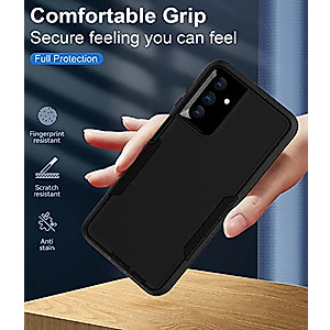 Dahkoiz for Samsung Galaxy A13 5G Phone Case, with Glass Screen Protector, Dust-Proof Port Cover, Magnetic Car Mount Support, Full Body Non-Slip Rubber Covered, Durable & Shockproof, Black/Black