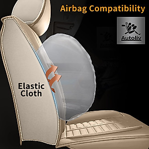 RAWAKORW Car Seat Covers Fit for Toyota Tacoma 2016-2023 Front Set Leather Seat Covers Set with Lumbar Support Premium Automotive Cushion Protector(2 Seat, Beige)