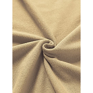 JMIERR Men's Zipper Polo Shirts Classic Lightweight Knit Striped Polos Shirt Casual Short Sleeve Golf Shirt for Men,US 43(L),Khaki