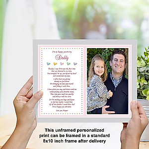 Daddy's Girl Gift, So Happy You're My Dad for His Birthday or Father's Day, 8x10 Inch Print Personalized with Name and Photo