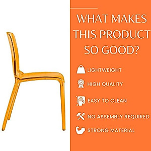 LeisureMod Adler Mid-Century Modern Dining Side Chair, Transparent Orange