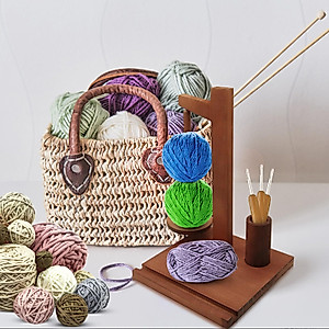 Yarn Holder for Crocheting Knitting with Phone Stand, Wooden Crochet Yarn Holder with Spindles Yarn Ball Holder Spinner Accessories, Yarn Spinner Gifts for Crocheting Knitting Lovers Beginners