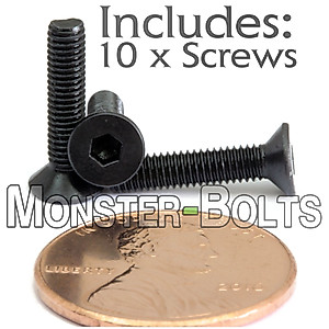 MonsterBolts - M3 x 10mm Flat Head Socket Cap Screws, DIN 7991, Alloy Steel, Black Oxide, 10 Pack