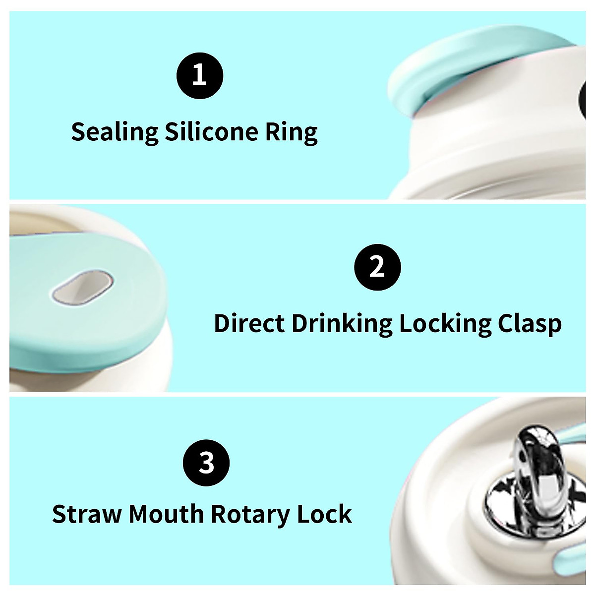 GOOM 18oz Travel Coffee Mug Tumbler with Lid and Straw, 18/10 Stainless Steel, 6-Layer Insulation, Spill Proof, Leak Proof Tumbler with Straw Mouth Rotary Lock, Coffee Mugs for Women - White, Blue