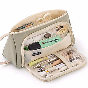 EASTHILL Pencil Case Large Capacity Pencil Pouch School Suppies Pen Case Simple Stationery College Office Organizer for Girls Adults-Light Green