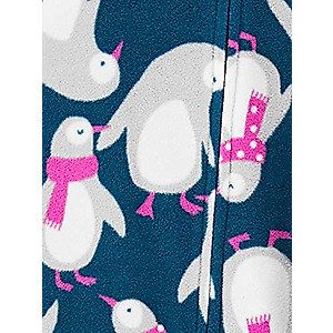 Simple Joys by Carter's Kids' Holiday Loose-fit Flame Resistant Fleece Footed Pajamas, Fair Isle/Penguin, 18 Months