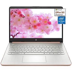 HP 2023 Newest 14 Inch Laptop Students Business, Intel Quad-Core Processor, 16GB RAM, 192GB Storage(64GB eMMC+128GB Micro SD), 12H Battery Life, Webcam, HDMI, WiFi, Win 11 S, Bundle with JAWFOAL