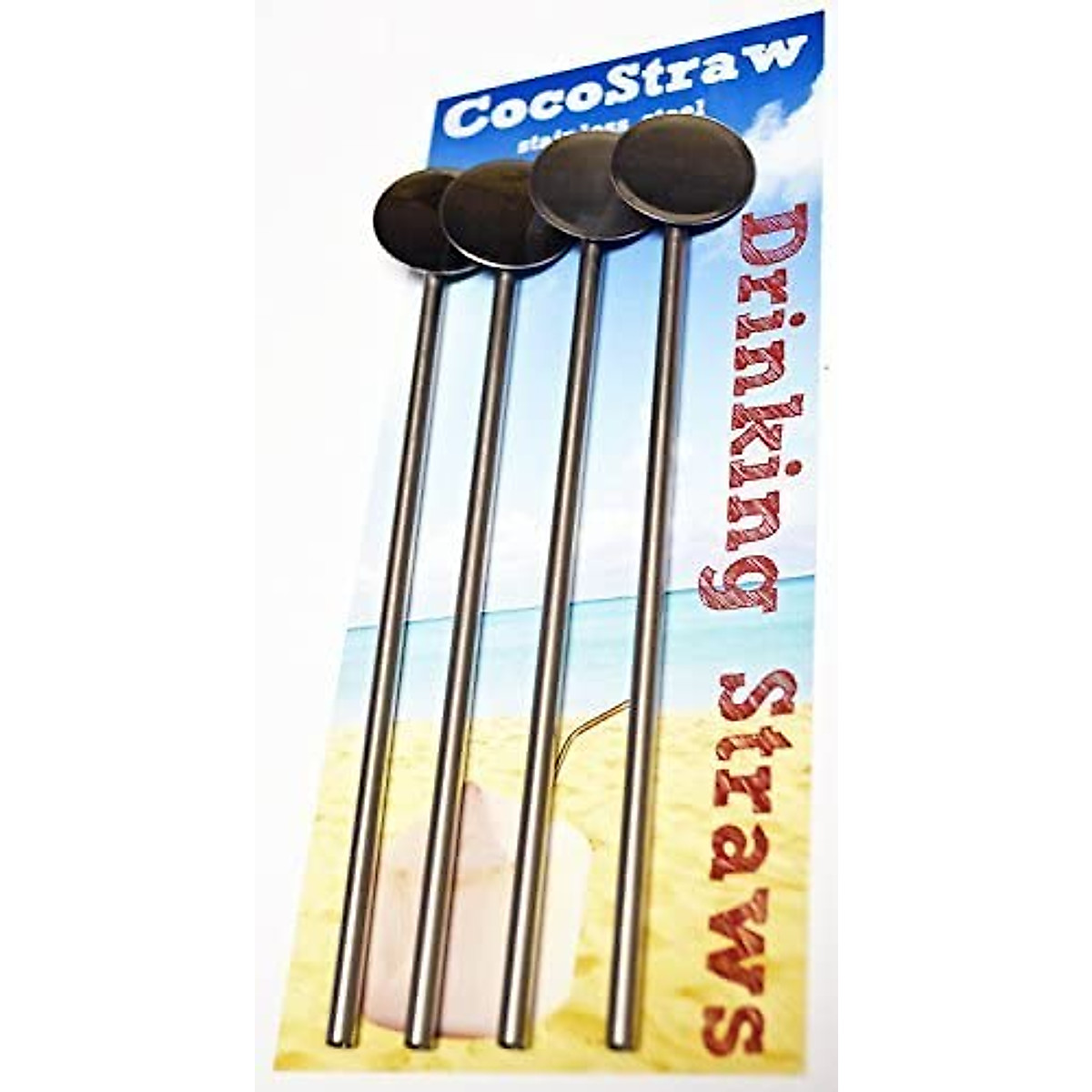 4 Spoon Straws Stirrer Stainless Steel 4 Pack + Cleaning Brush Drinking Straws Metal Reuseable Drinking Mixing Cocktail Eco Friendly Green